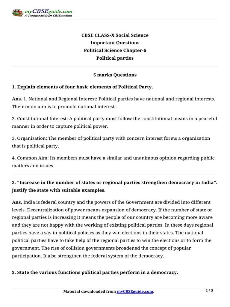 10 Social Political Imp ch6 5 | PDF | Political Parties | Elections