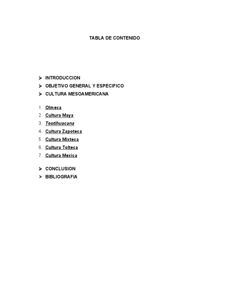 Tabla de Contenido | PDF | Mesoamérica | México