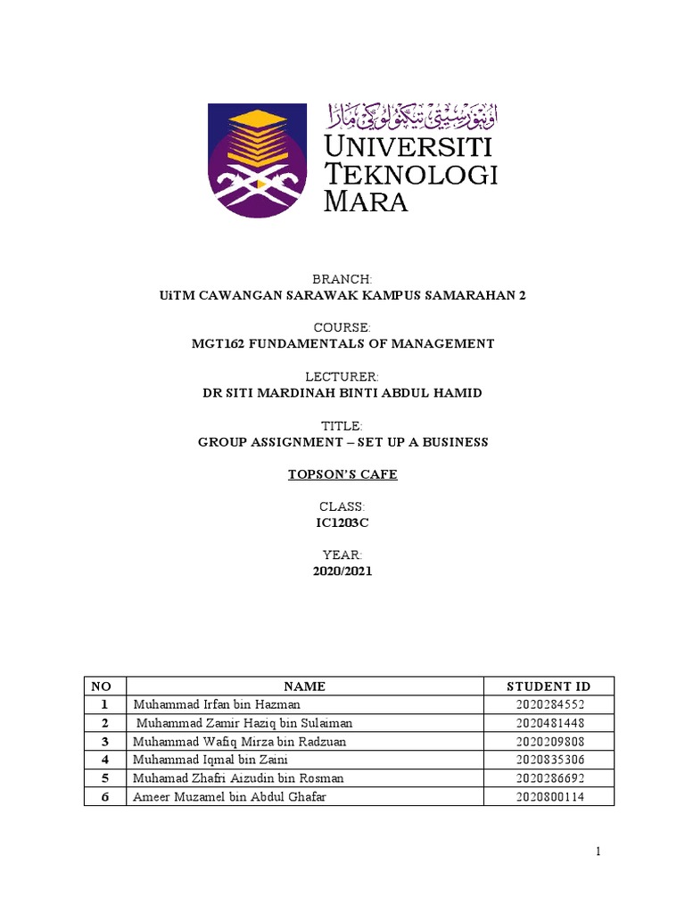 MGT162 Group Assignment | PDF | Leadership | Coffee