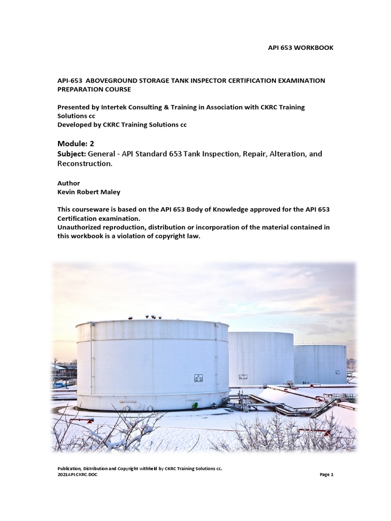 CKRC API 653 WORKBOOK MODULE 2 AIT Rev 1 | PDF | Welding | Construction