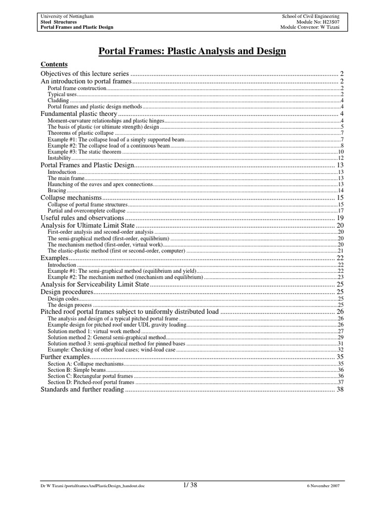 Portal Frame Design and Analysis Guide | PDF | Bending | Beam (Structure)