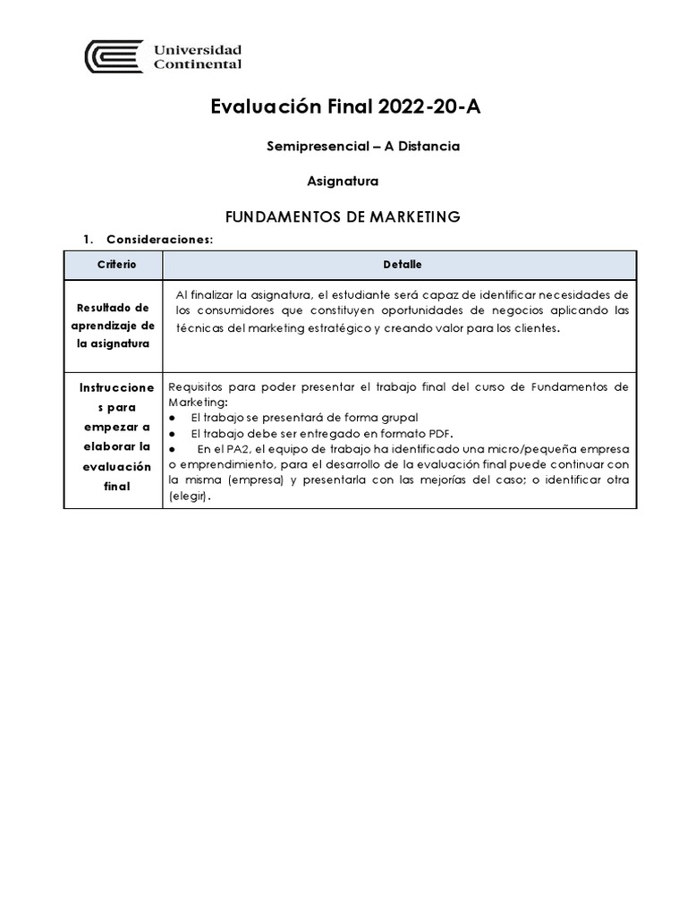 Examen Final Fundamentos de Marketing | PDF | Marketing | Calidad (comercial)