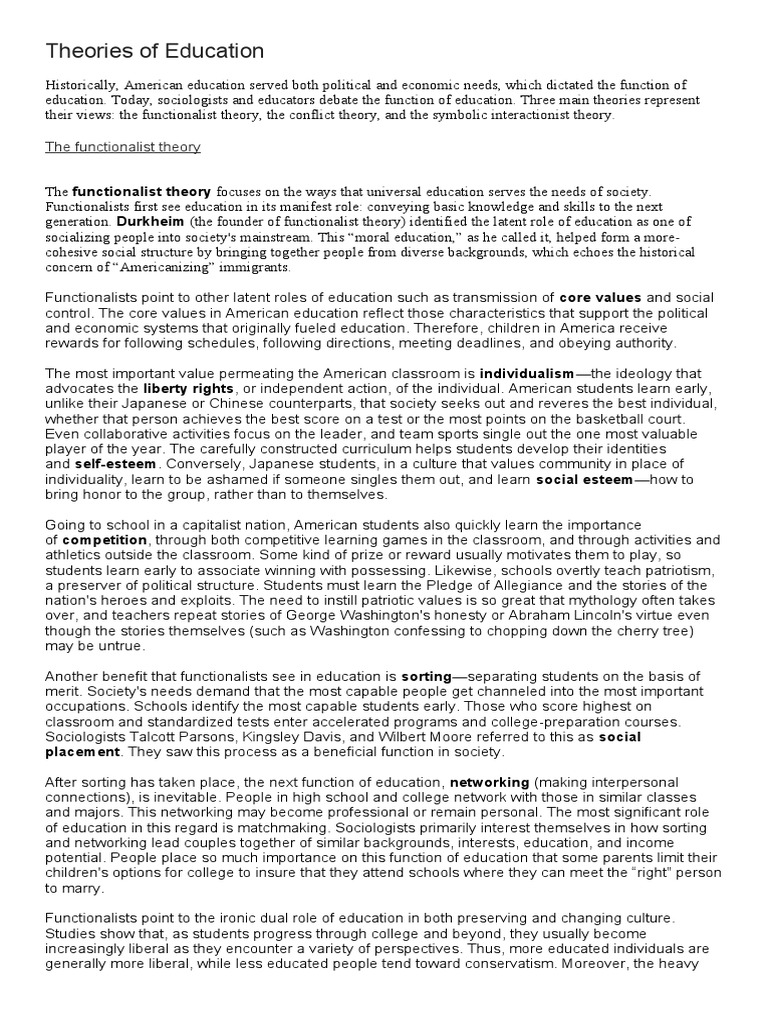 Conflict Theory Theories of Education | PDF | Social Inequality ...