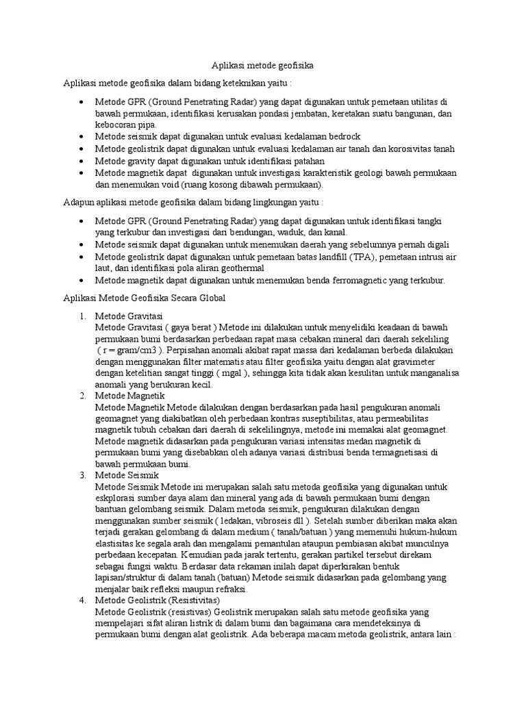 Aplikasi Metode Geofisika | PDF
