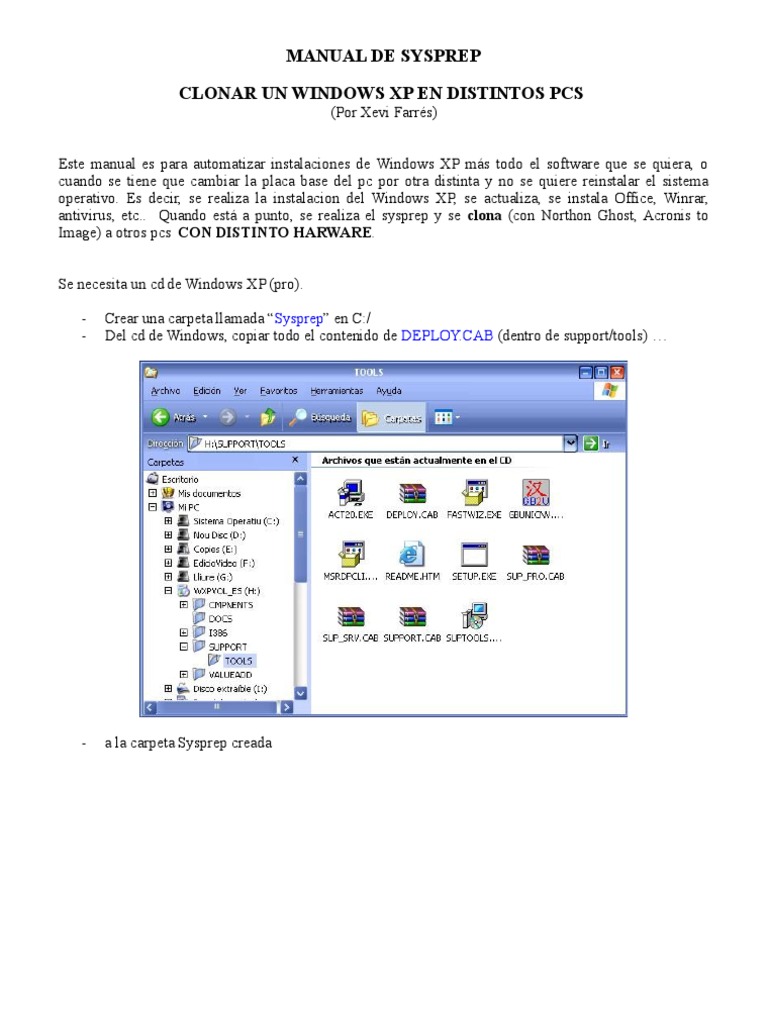 Manual de Sysprep | PDF | Windows XP | Microsoft Windows