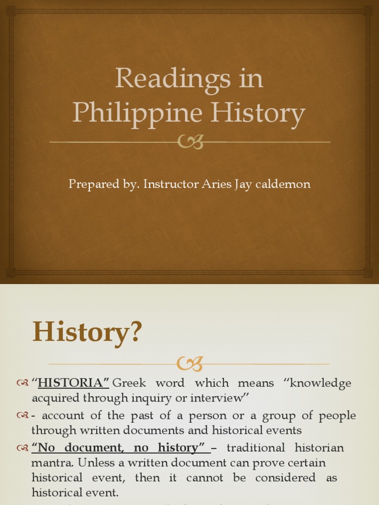 Readings in Philippine History Lesson | PDF | Primary Sources | Historiography