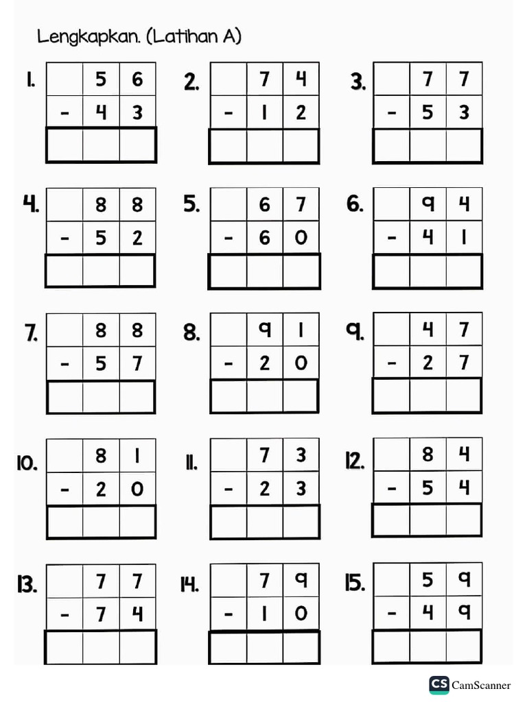 Latihan Tolak Tahun 1 | PDF