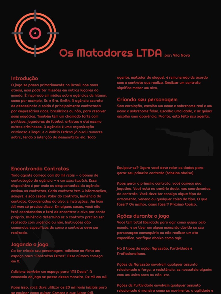 Solo RPG - Os Matadores LTDA | PDF | Agressão | Jogos de RPG