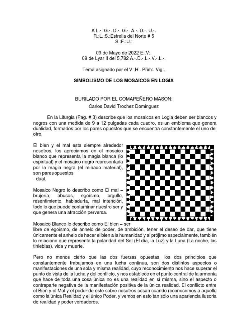 Simbolismo Masónico: Mosaicos Dualistas | PDF | Realidad