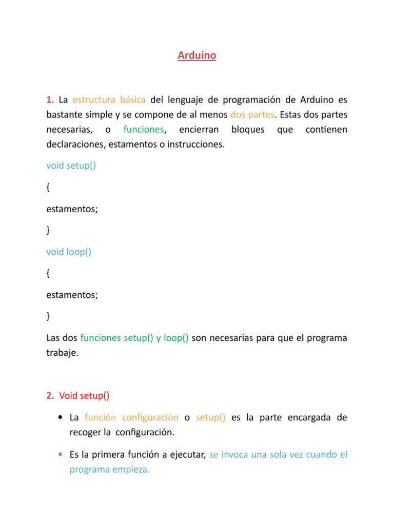 Arduino: Estructura Básica Dos Partes | PDF | Programa de computadora ...