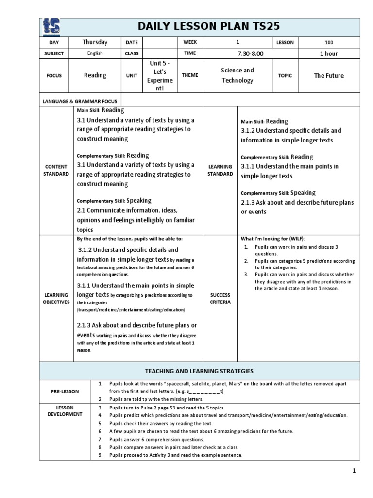 Form 1 Lesson 100 Reading | PDF | Reading Comprehension | Behavior Modification