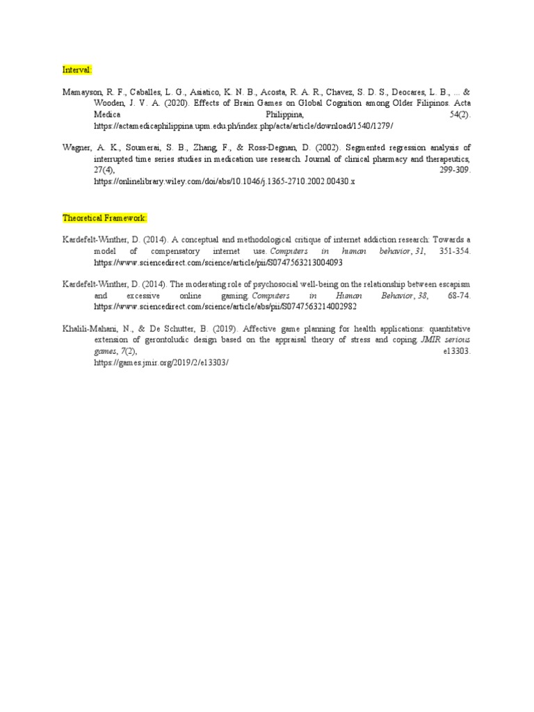 Interval and Theoretical Framework RRL Intervention | PDF