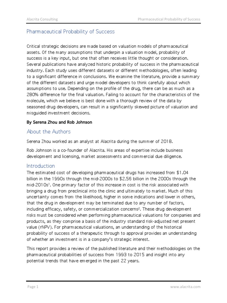 Pharmaceutical Probability of Success | PDF | Clinical Trial | Phases ...
