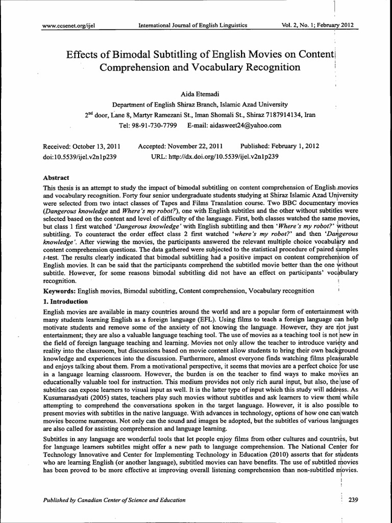 Etemadi 2012 | PDF | Reading Comprehension | International Standard ...