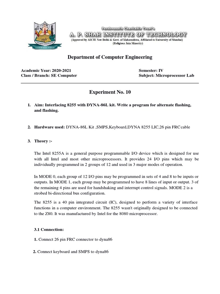 MP Exp10 - Interfacing Lab Manual | PDF | Input/Output | Office Equipment