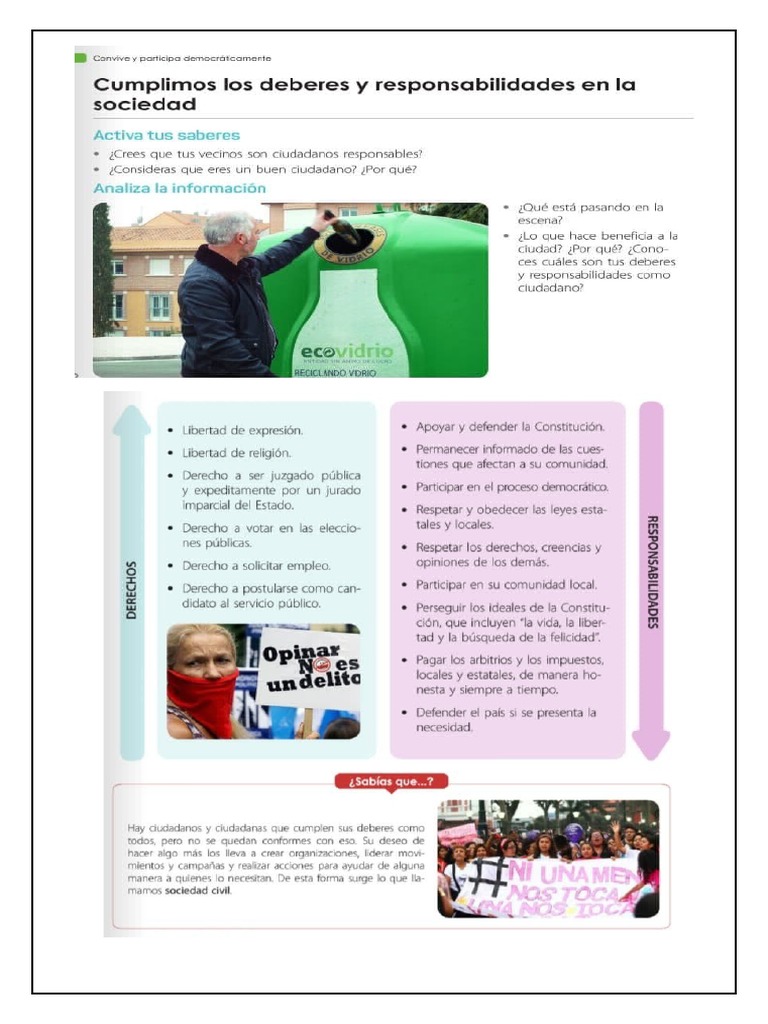 Deberes y Responsabilidades en La Sociedad | PDF