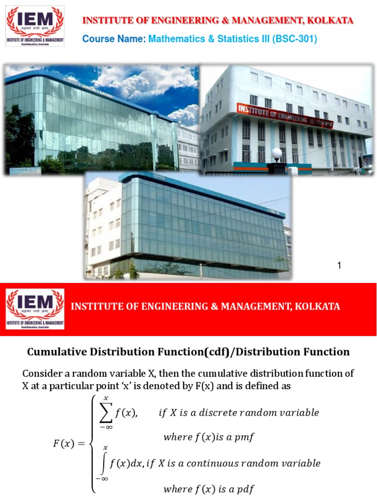 CDF and PMF of Random Variables | PDF | Probability Distribution | Mathematical Concepts