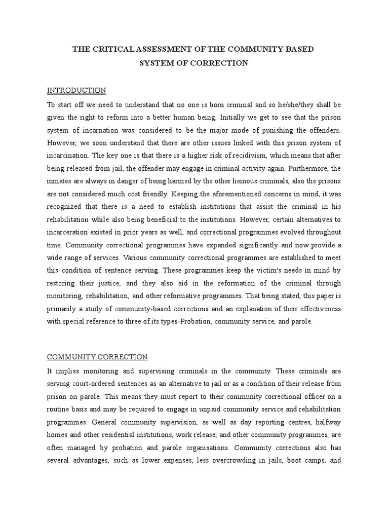Community Correction | PDF | Parole | Probation