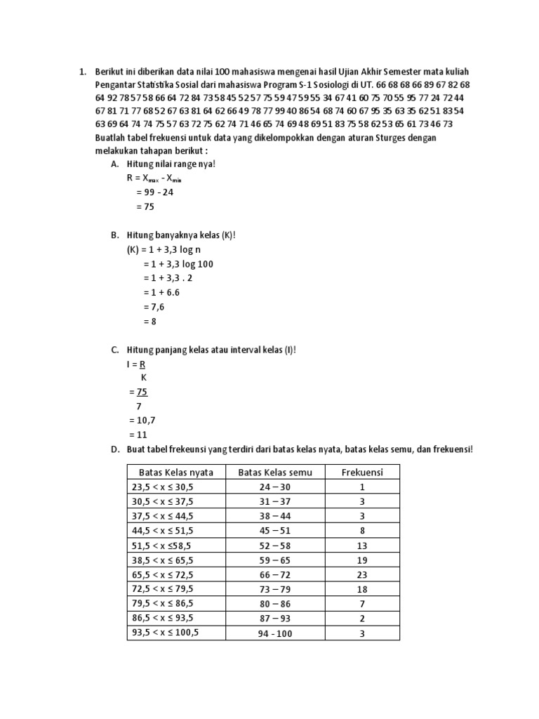 Tabel Frekuensi Hasil Ujian Statistika | PDF