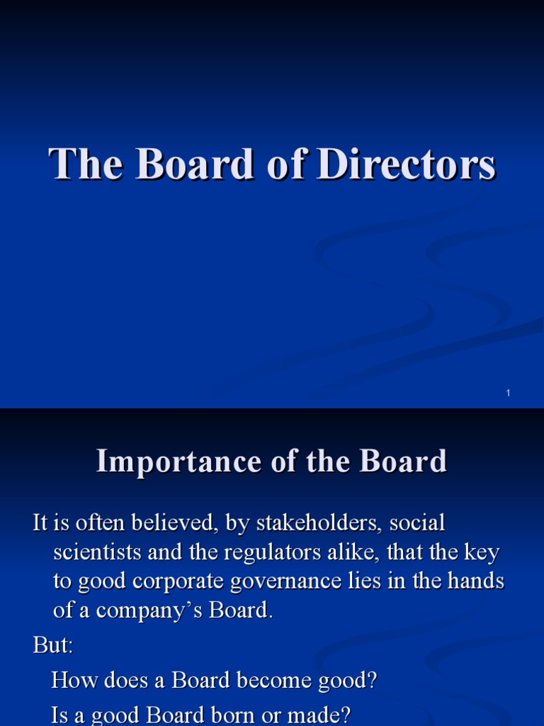 Understanding Board of Directors' Roles | PDF | Board Of Directors ...
