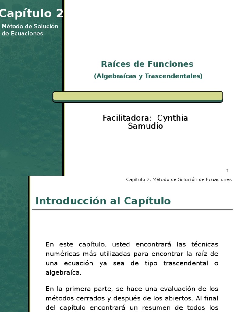 Capítulo 2. Raíces de Una Función | PDF | Análisis numérico | Ecuaciones