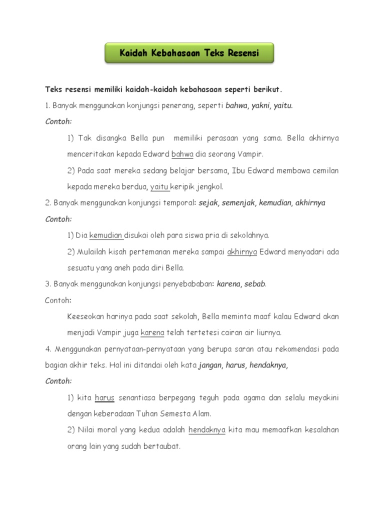 Kaidah Kebahasaan Teks Resensi | PDF