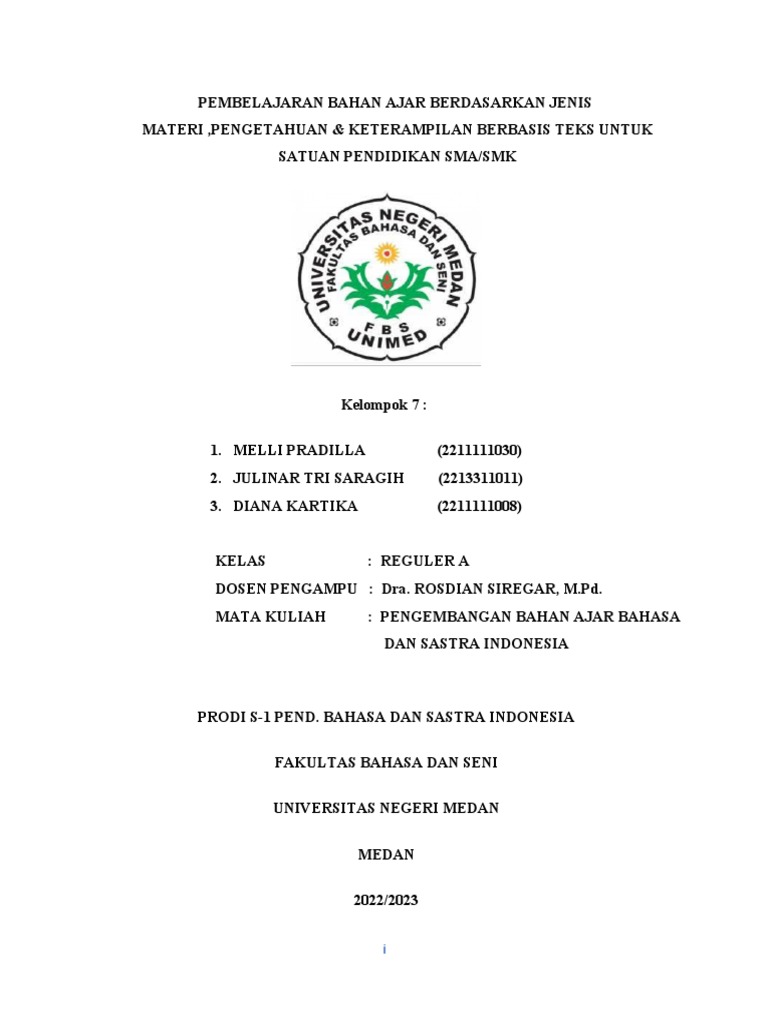 Makalah Kel 7 Bahan Ajar-1 | PDF