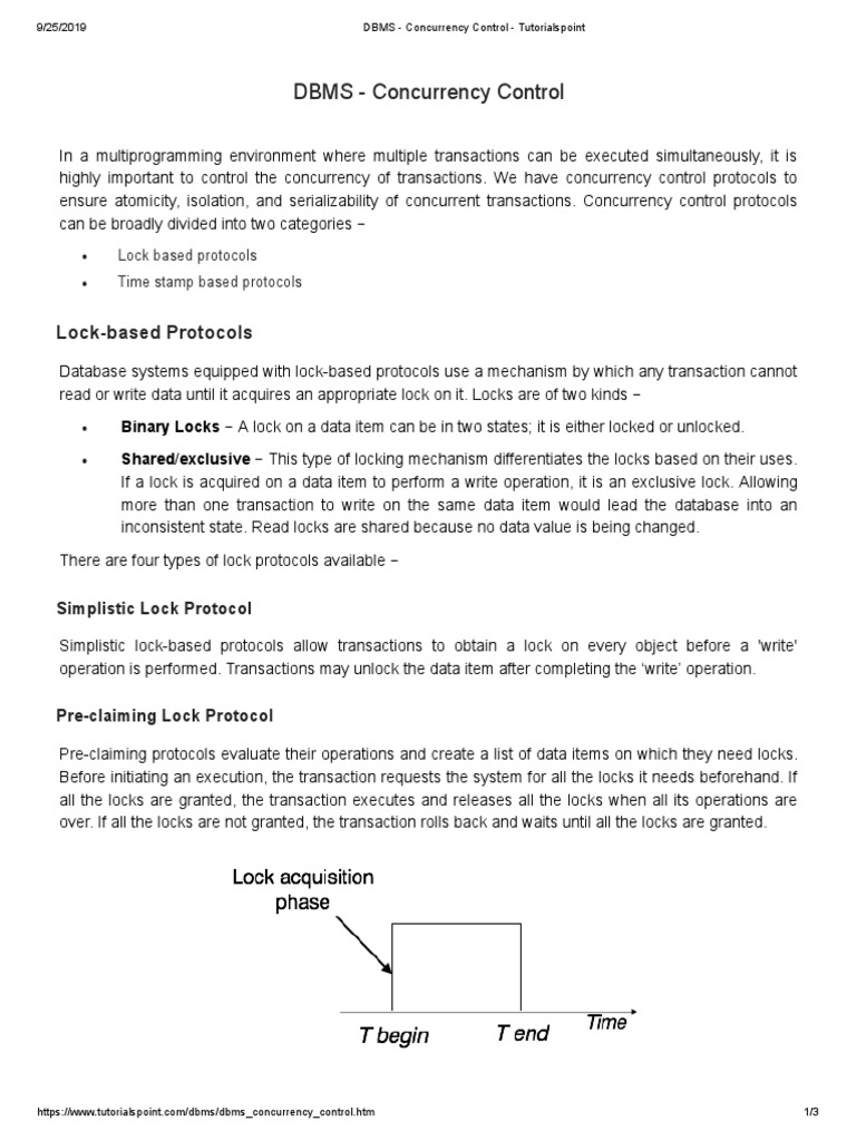 DBMS Concurrency Control Tutorialspoint | PDF | Information Retrieval ... DBMS Concurrency Control Tutorialspoint | PDF | Information Retrieval ...
