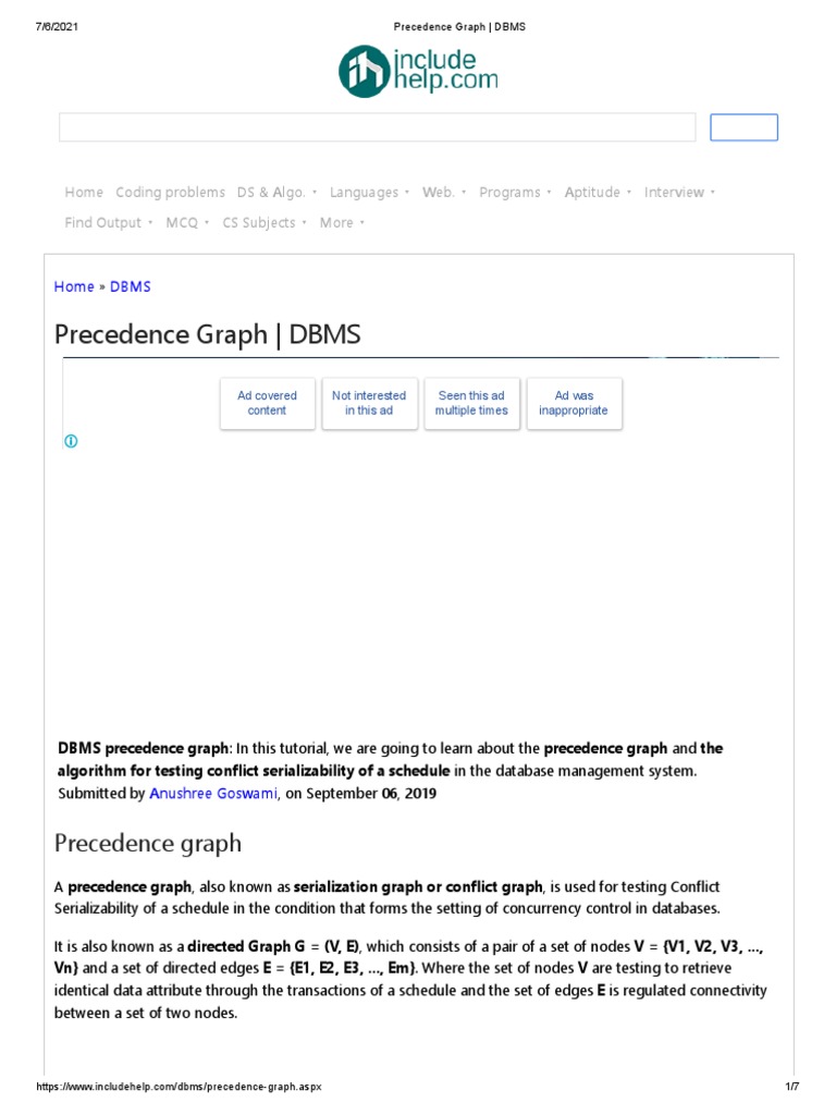 Precedence Graph - DBMS | PDF | Database Transaction | Computing