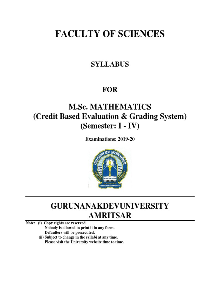 MSC Mathematics (Cbegs) (Semester I-IV) 2019-20 | Download Free PDF ...