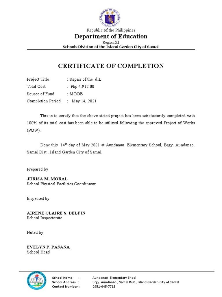 Status Report and Completion SAMPLE | PDF