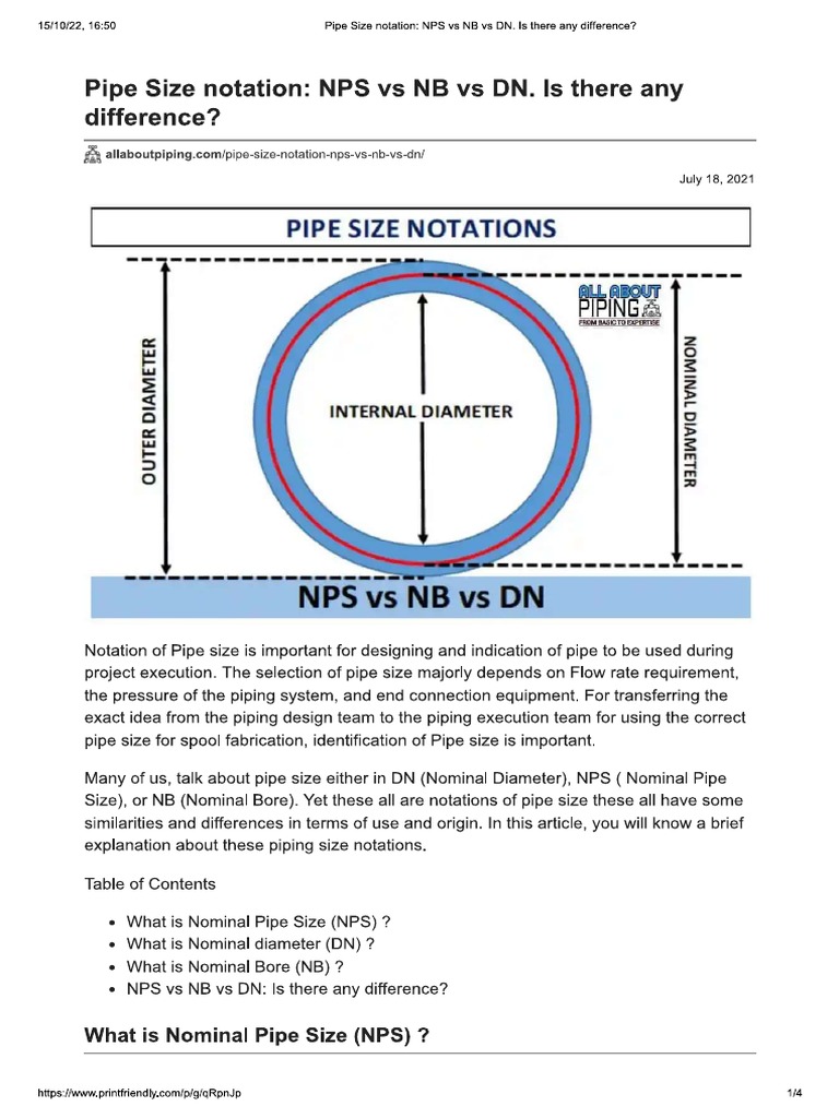 Dimensions of Pipe | PDF