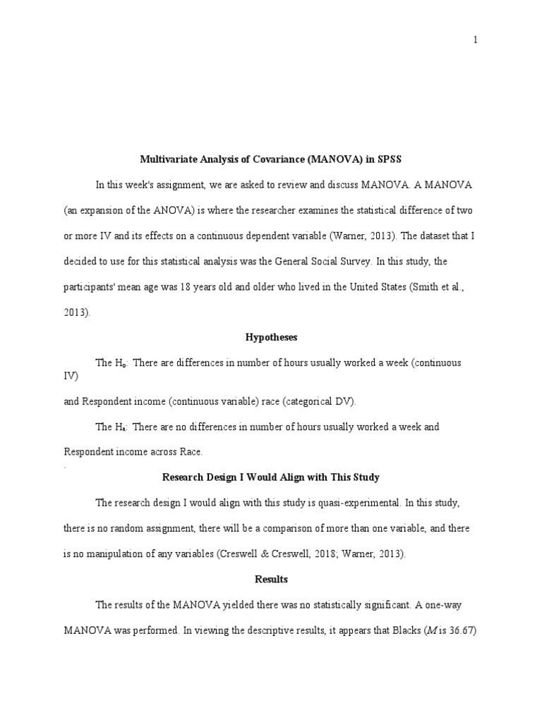 Multivariate Analysis of Covariance (MANOVA) in SPSS | PDF | Analysis ...