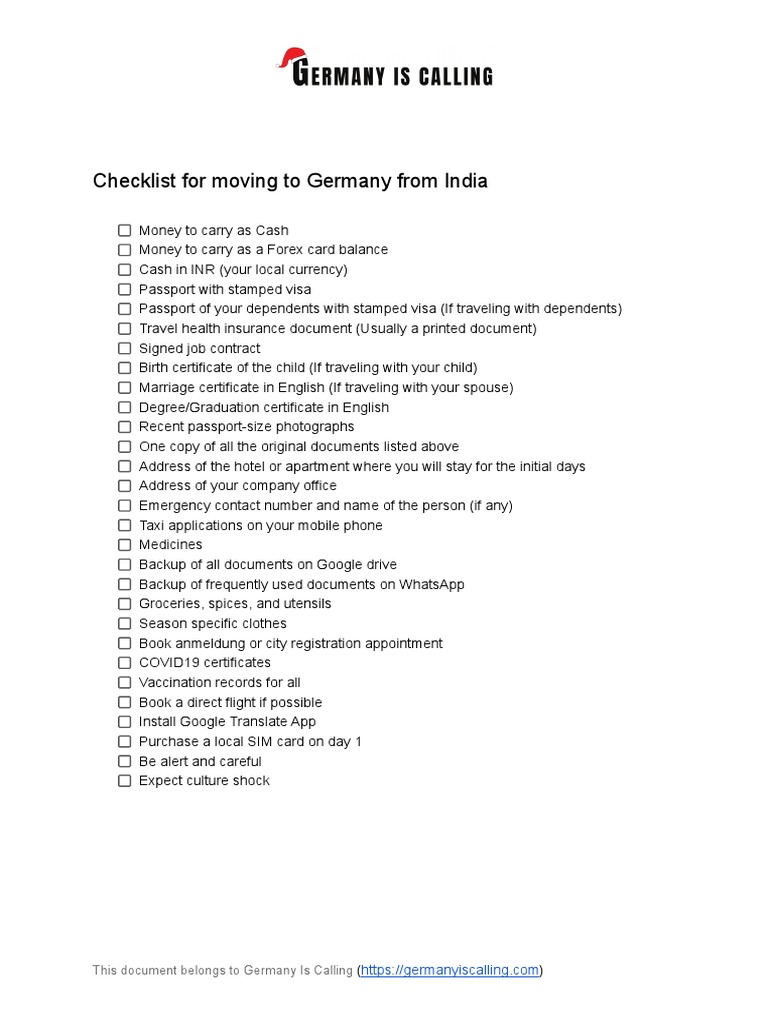 Moving to Germany: Essential Checklist | PDF | Social Science