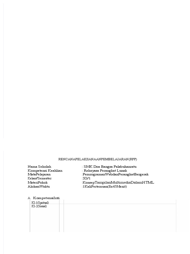 RPP Pemrograman Web Dan Perangkat Bergerak | PDF | Seni