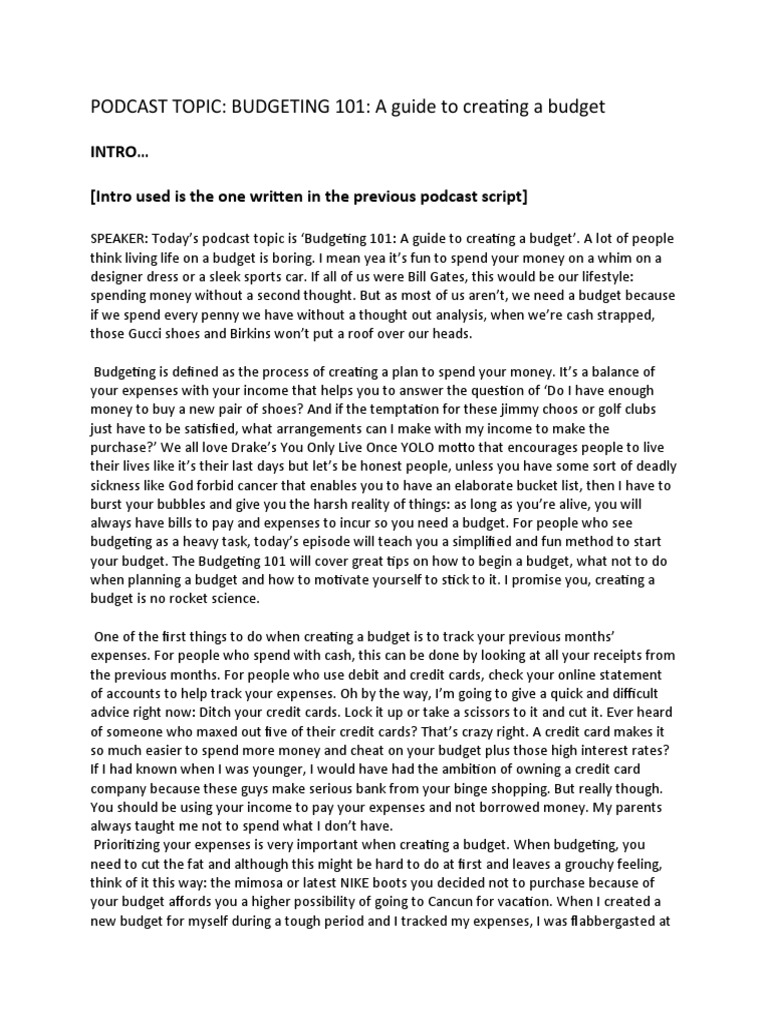 Budgeting 101 | PDF | Credit Card | Saving