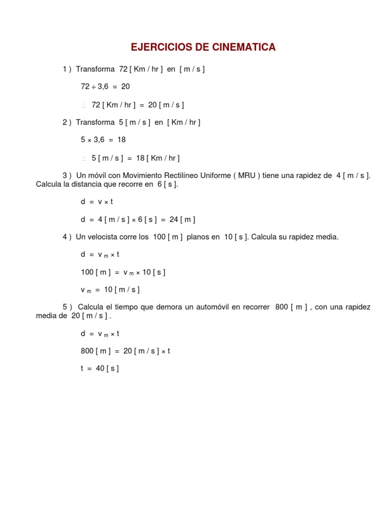 Ejercicios Resueltos de Cinematic A | PDF | Integral | Ecuaciones