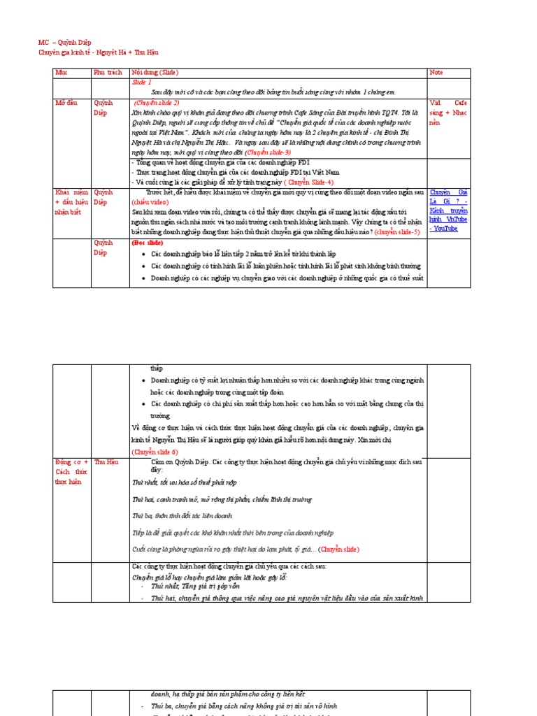 KỊCH BẢN Thuyết trình BTN | PDF