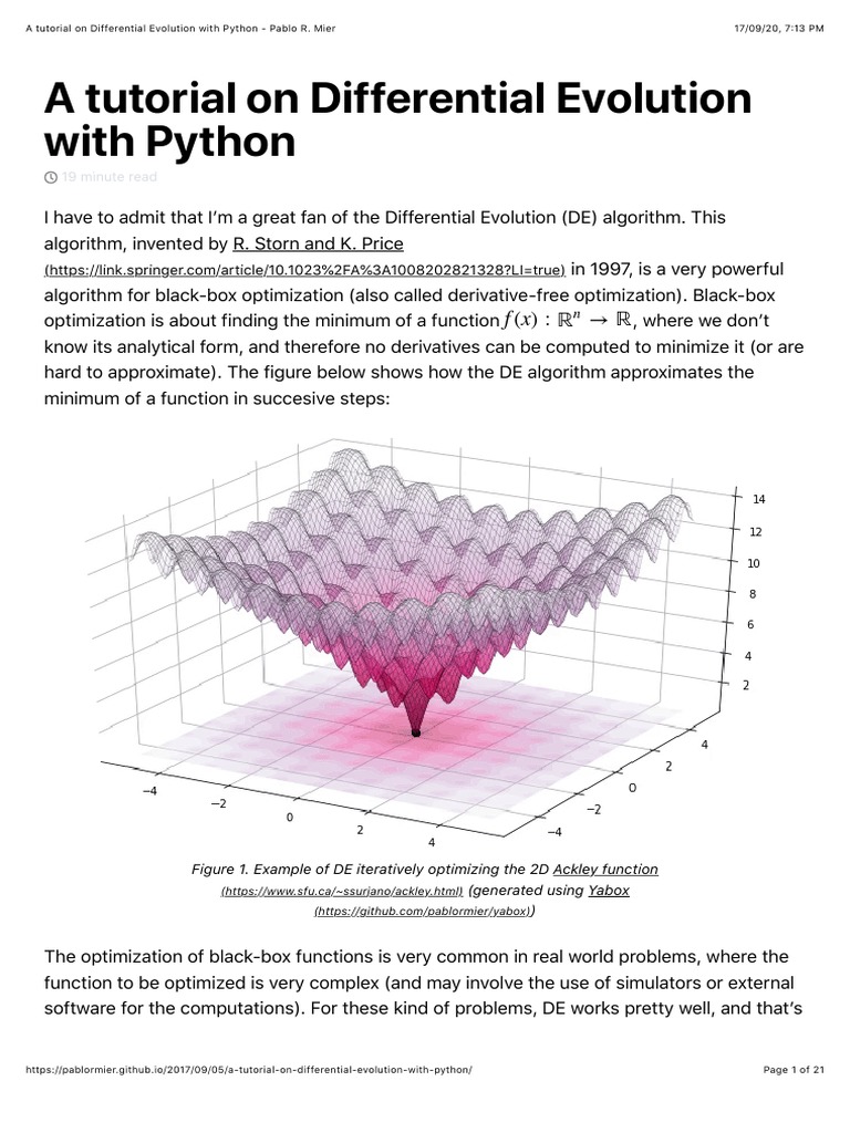 Differential Evolution Python Guide Pdf Function Mathematics Mathematical Optimization