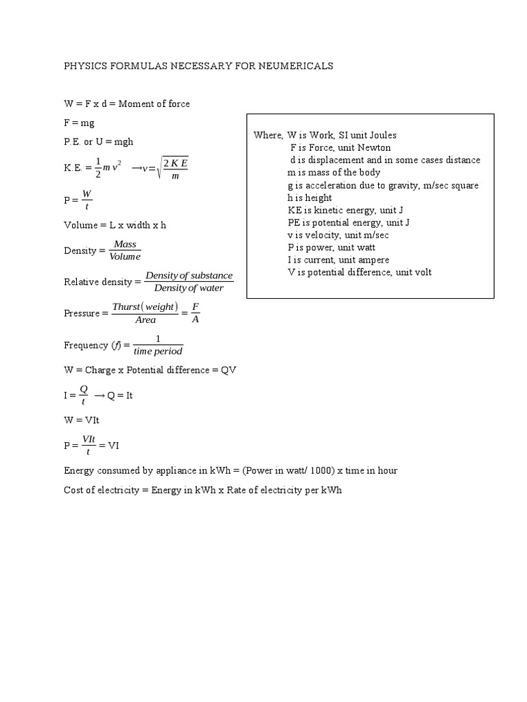 Physics Formulas | PDF