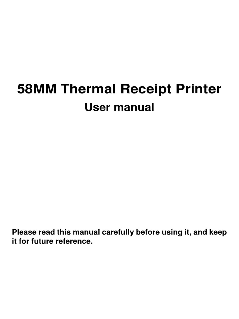 58MM Thermal Receipt Printer Manual | PDF | Printer (Computing) | Power ...