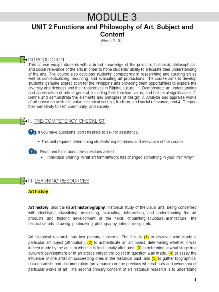 Art Appreciation Module 3 (Week 2-3) | PDF | The Arts | Aesthetics