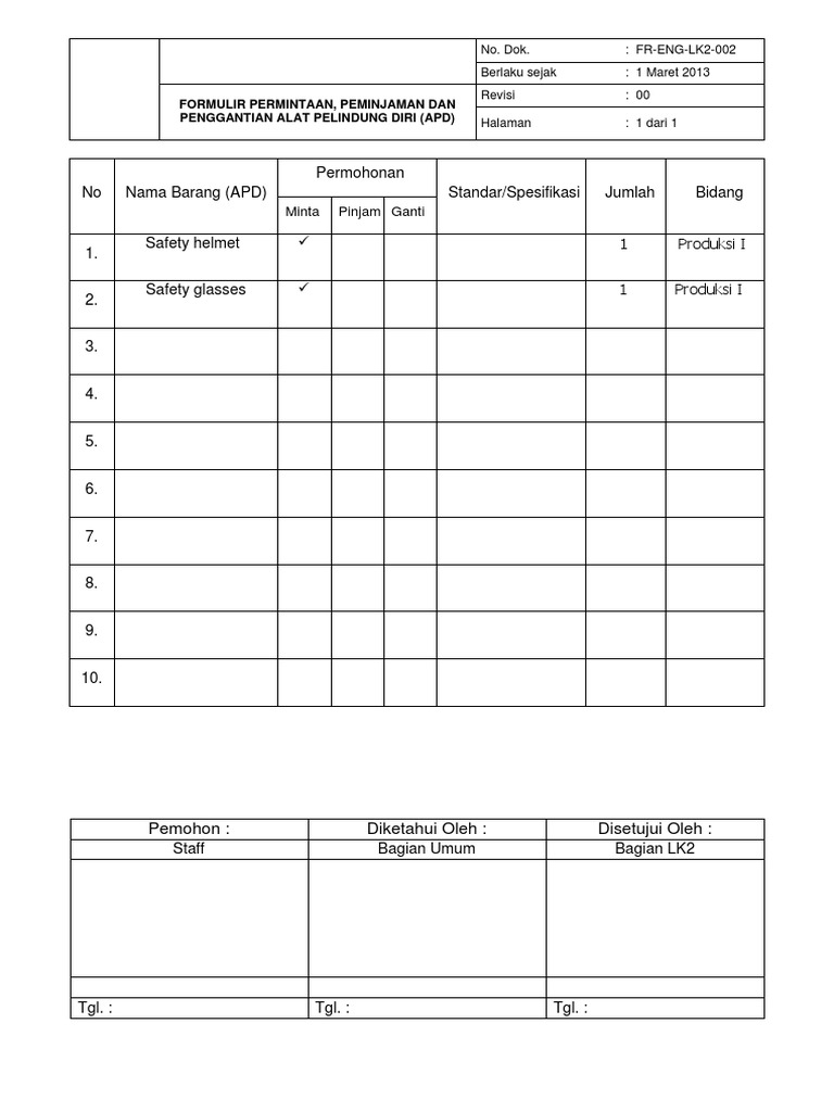 Form Permohonan Apd PDF Free | PDF