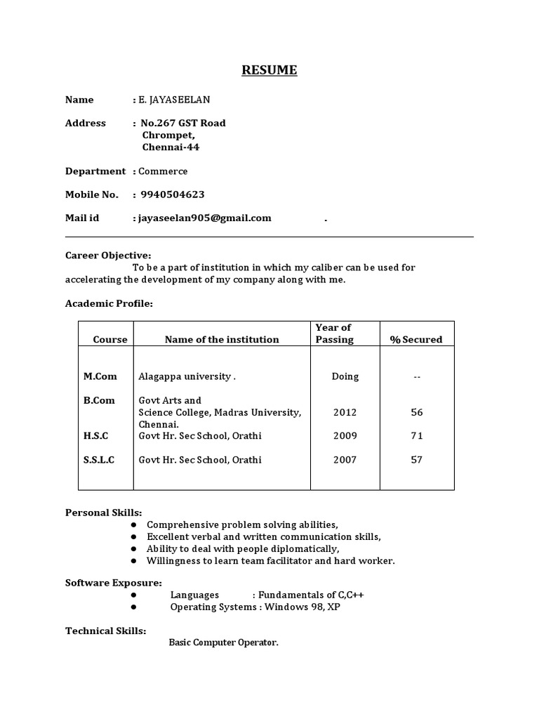 RESUME Jayaseelan | PDF | Behavior Modification | Cognitive Science