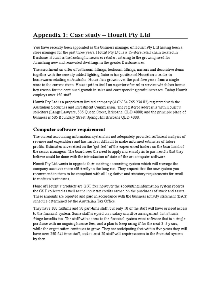 Appendix 1 Case Study | PDF | Taxes | Expense