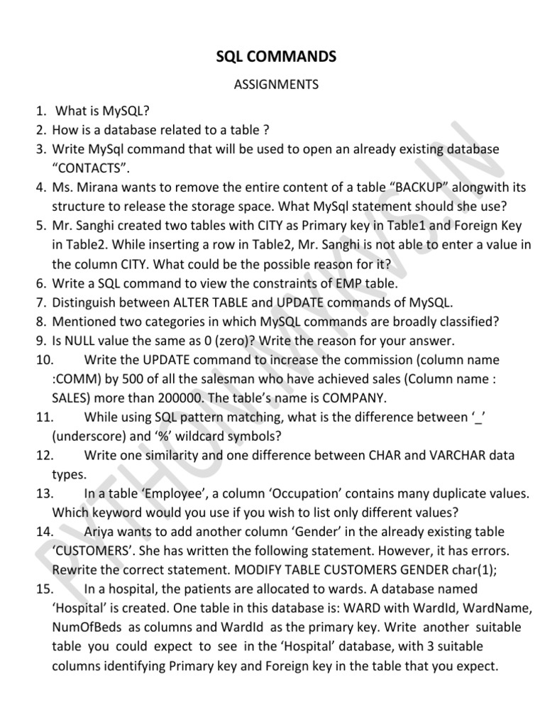 Sql Assignment Pdf Table Database Databases 