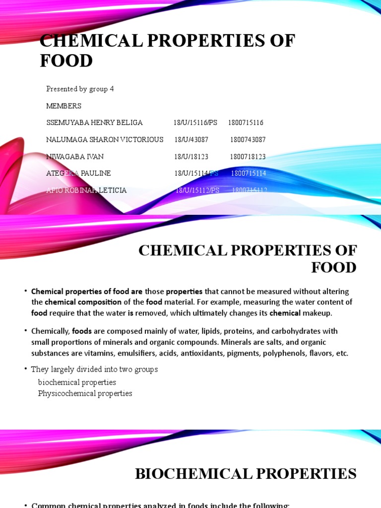 Chemical Properties of Food-1 | PDF | Fat | Enzyme Assay