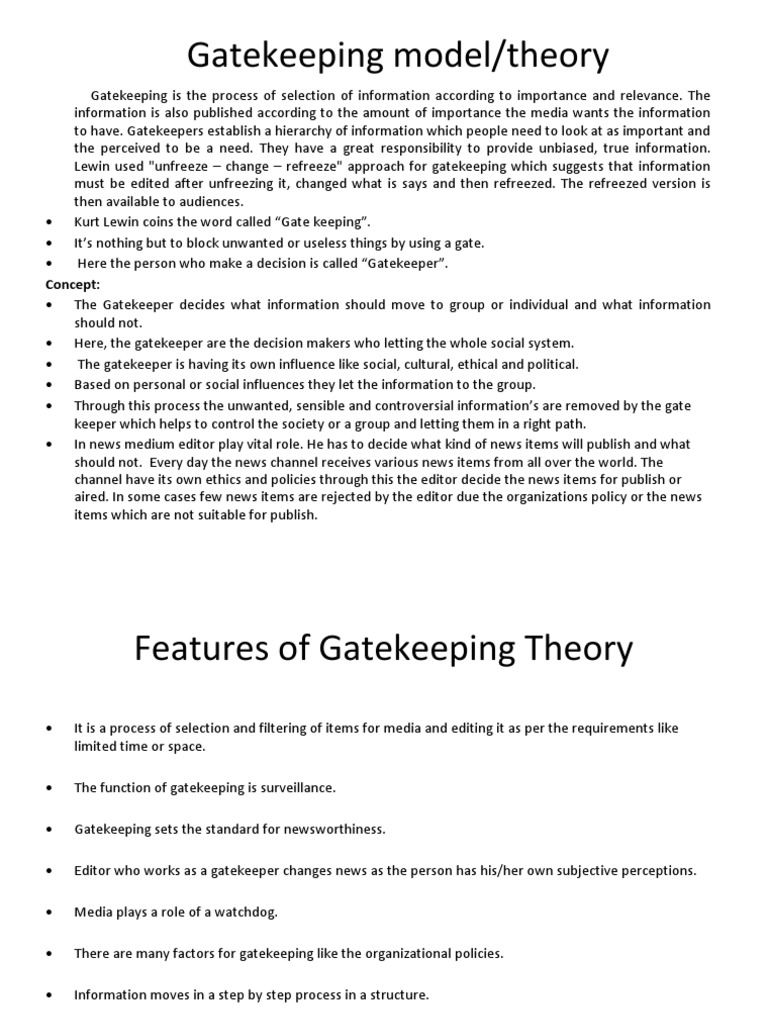 Gatekeeping Model | Download Free PDF | News | Cognitive Science
