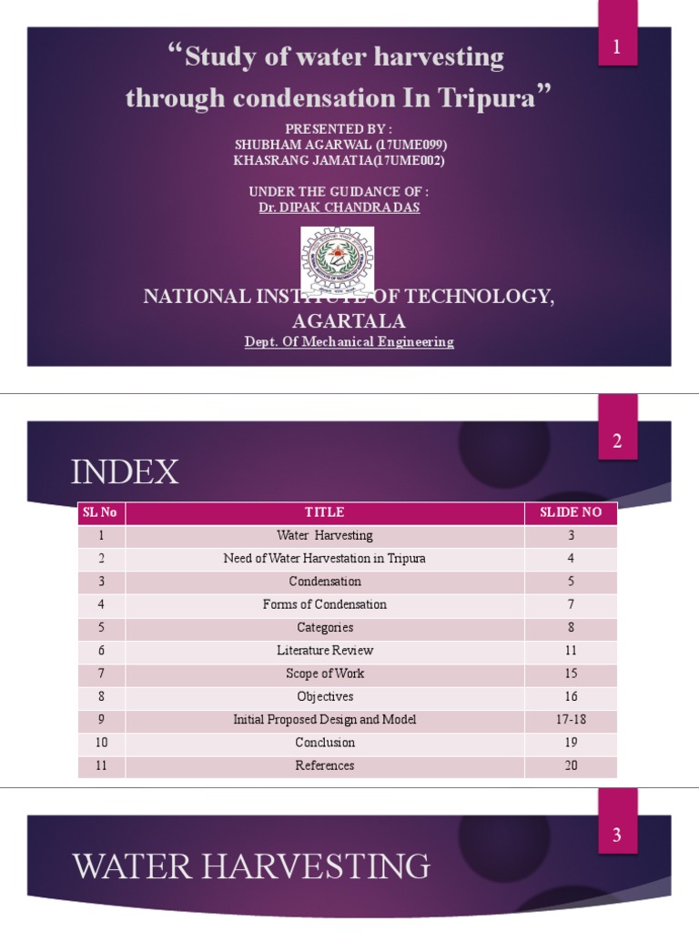 Study of Water Harvesting Through Condensation in Tripura: National ...