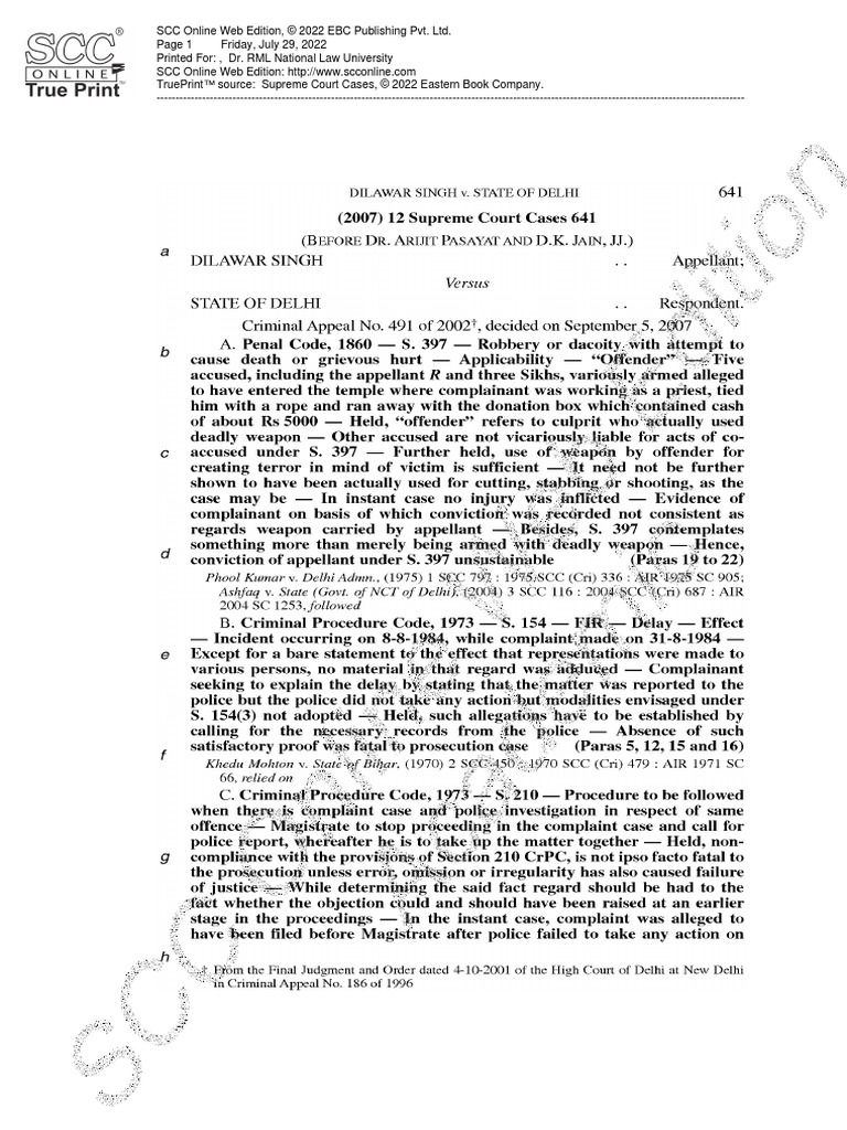 Dilawar Singh v. State of Delhi | PDF